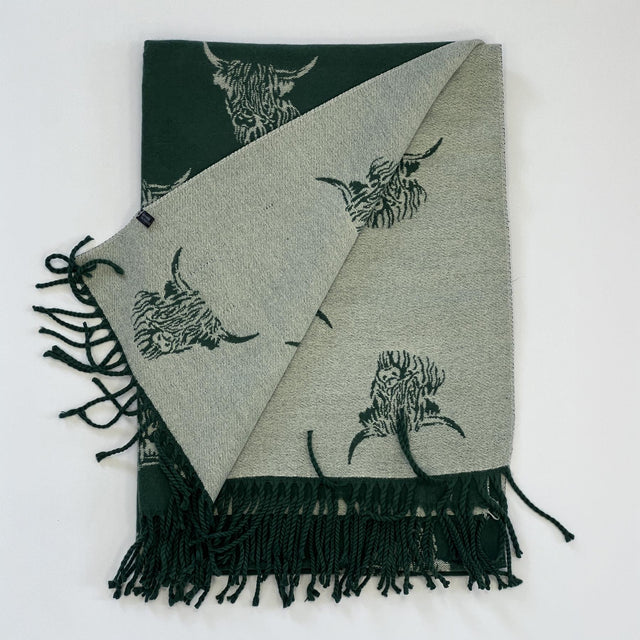 House of Tweed Reversible Highland Cow Print Scarf – Warwickshire Clothing