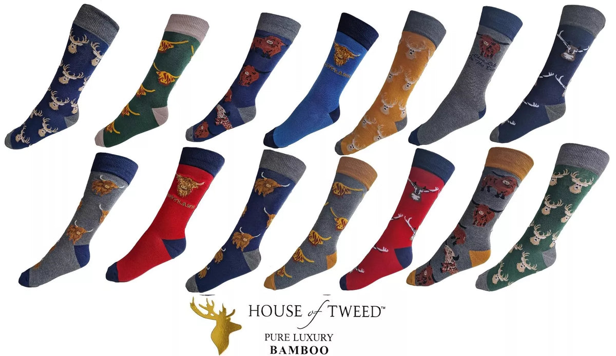 Mens House Of Tweed Luxury Mens Premium Bamboo Socks Scotland Clans ...